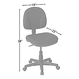 Office Star Pneumatic Sculptured Office Task Chair with Thick Padded Seat and Built-in Lumbar Support, Black