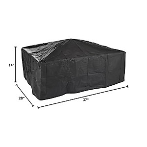 Fire Pit Set, Wood Burning Pit -Includes Screen, Cover and Log Poker- Great for Outdoor and Patio, 37” Marble Tile Rectangular Firepit by Pure Garden