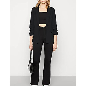 EXTRO&VERT Women Blazer 3/4 Sleeve Open Front Lightweight Casual Work Office Blazer Jacket Black