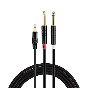 CableCreation 15FT 3.5mm 1/8" TRS to Dual 6.35mm 1/4" TS Mono Y-Cable Splitter Cable Compatible with iPhone, iPod,Laptop,CD Players, Power Amplifier, Mixer, Home Stereo Systems, 4.5 Meters/Black