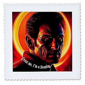3dRose Red Zombie face. Trust me, I am a Zombie Halloween Greeting... - Quilt Squares (qs-378834-2)