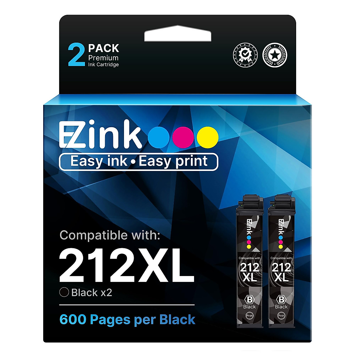 E-Z Ink (TM Remanufactured Ink Cartridge Replacement for Epson 212XL 212 XL T212XL to use with Workforce WF-2830 WF-2850 Expression Home XP-4100 XP-4105 Printer (Black, 2 Pack)