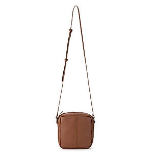 The Sak Maisie Square Crossbody in Leather, Adjustable Strap, Tobacco