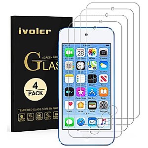ivoler [4 Pack] [Tempered Glass] Screen Protector Compatible iPod Touch 7G 2019 6G 5G (7th 6th 5th Generation), 0.2mm Ultra Thin 9H Hardness 2.5D Round Edge