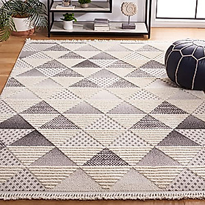 Safavieh Urban Collection 9' x 12' Grey/Ivory URB206F Mid-Century Modern Tassel Fringe Area Rug