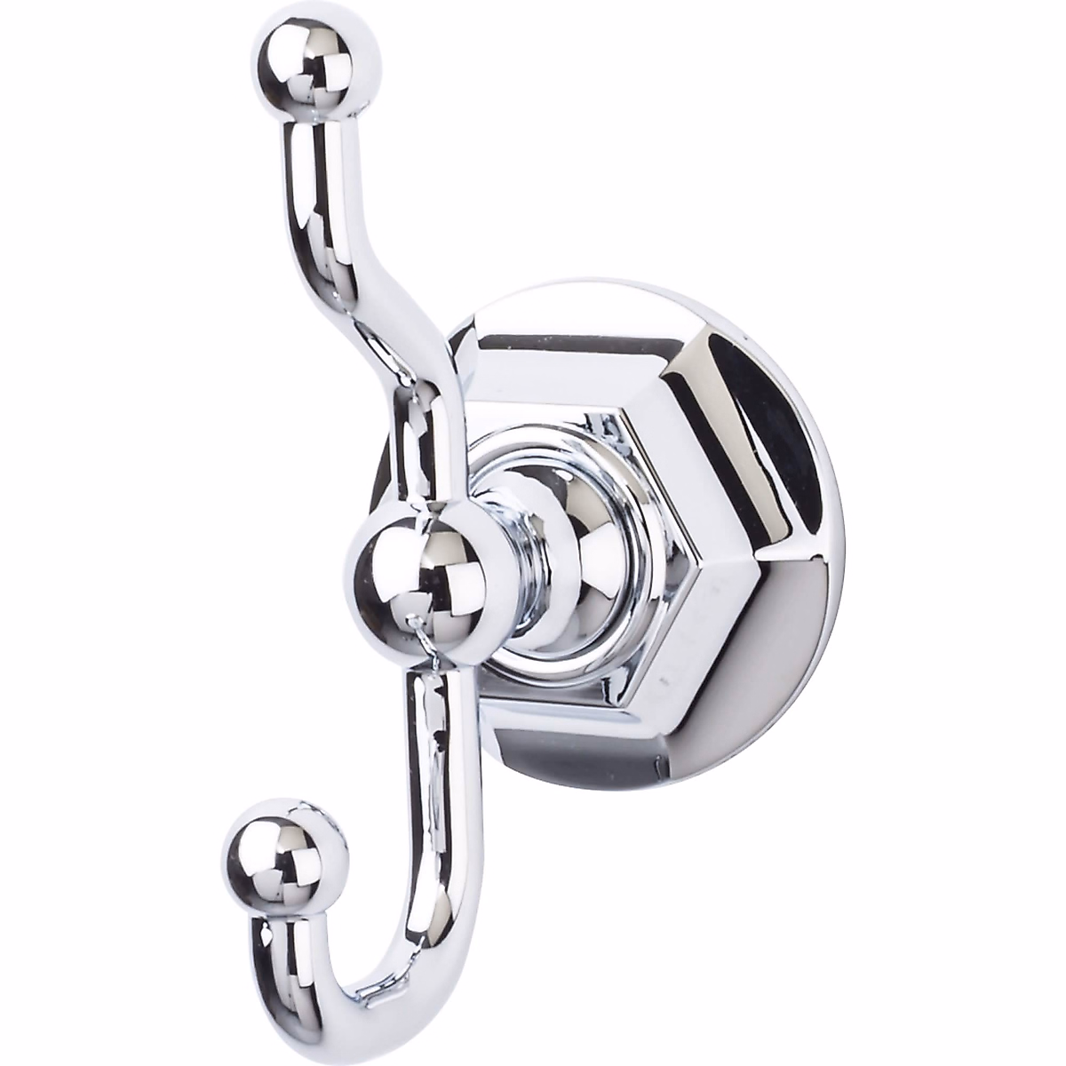 Top Knobs - ED2PCB - Bath Double Hook - Polished Chrome - Hex Backplate - Edwardian Collection