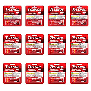 Tylenol Extra Strength Caplets with 500 mg Acetaminophen, Pain Reliever & Fever Reducer, 10 ct (Pack of 12)