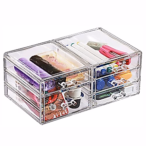 Cq acrylic Clear Stackable Storage Drawers,5 Drawers Acrylic organizers For Vanity Counter,Large Plastic Clear Drawer Organizers For Bathroom Medicine,Craft,Beauty Supplies,Pack of 1