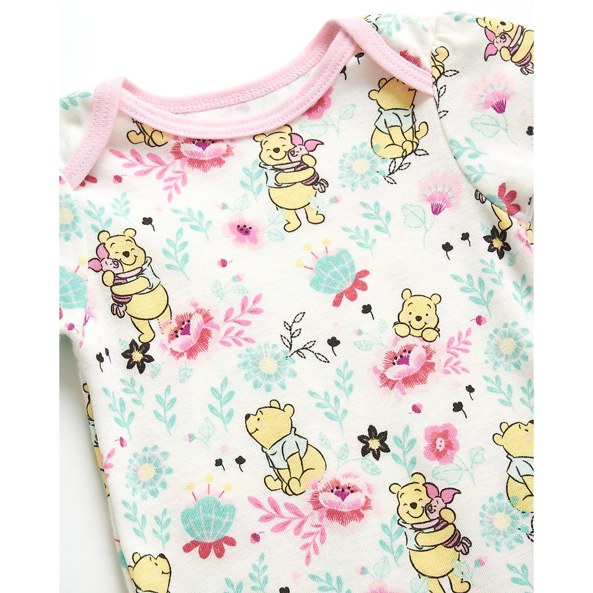 Disney Baby Girls? Minnie Mouse Bodysuit ? 3 Pack Romper: Easy Diaper Change, Size 0-3M, Pooh Bear Pink/Green