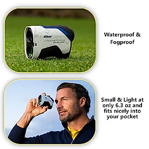 Nikon COOLSHOT ProII Golf Laser Rangefinder (16758) Stabilized View Bundle with 3 Extra CR2 Batteries and a Cleaning Cloth - Laser Yard Alignment with Club Selection, and Slope - Mens Golf Accesories