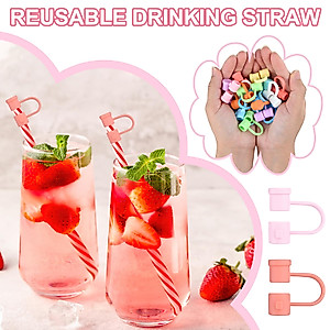 BOUBONI 10 Pieces Silicone Straw Cover Set Reusable Drinking Straw Tips Compatible with 6-8mm Straws 10 Colors Available Perfect for Traveling, Picnicking, Fitness, Party Decoration and Protection