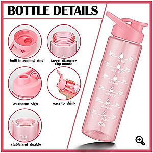 Rtteri 16 Pcs 24 oz Water Bottles Leakproof Water Bottle Clear Water Bottles for Summer Women Men Sports Travel Outdoor Gym Gift(Elegant Color)