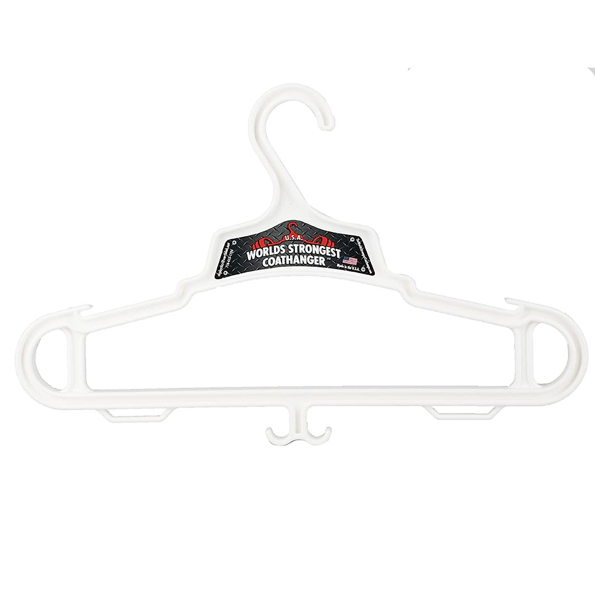 Worlds Strongest Coat Hanger | USA Made | 140 lb Load Capacity | Multipurpose Gear Hanger | White (6)
