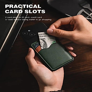 Phone Card Holder for Back of Phone, Leather Phone Wallet Stick On for iPhone and Samsung Smartphones, Credit Card Holder Phone Case Compatible with iPhone, Android Cell Phone (2Pack Black)