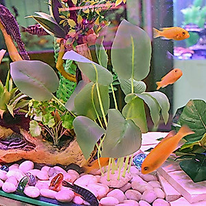 Smarlin Artificial Fish Tank Plants, Plastic Aquarium Plants, 2 Pack, 7 inches High, Realistic & Non-Toxic & Safe for All Fishes (Dark Green)