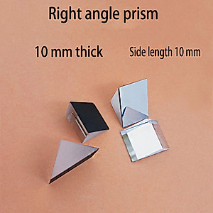 GARPROVM Triangular Prism, 90 Degree Total Reflection Isosceles Right Angle Aluminized Optical Mirror Black Prism