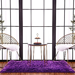 BENRON 3x5 Area Rug,Purple, Faux Sheepskin Rugs for Bedroom Living Room, Plush and Soft Carpets Door Mat Table Tops Sofa Covers Luxury Home Decor