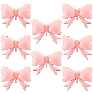 Hungdao 8 Pcs Bow Balloon Bow Theme Birthday Party Decoration Latex Bow Balloon Baby Shower Girl Party Supplies Macaron Coquette Cute Supplies Wedding Bridal Shower Decoration (Pink)