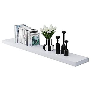 WELLAND 48 inch White Mission Floating Shelves for Wall, Bathroom Wall Mount Shelves, Wood Modern Display Shelves, Book Shelves,for Bedroom,Living Room and Kitchen