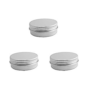 Othmro 5Pcs 1oz Metal Round Tins Aluminum Tin Cans Jar Refillable Containers 30ml Tin Cans Tin Bottles Containers with Screw Lid for Salve Spices Lip Balm Tea Candies Silver 52×20mm