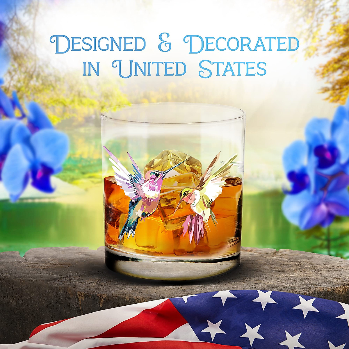 Toasted Tales - Hummingbirds Whiskey Glasses | Gift for Birds Lovers | Funny Gag Party Gift Beer Tailgating | Seasonal Outdoor Decor Glassware | Forest Animals Hummingbird Gifts for Home Decor (11 oz)