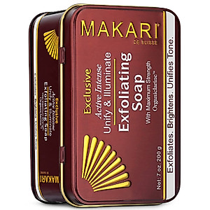 Makari Exclusive Active Intense Exfoliating Soap (7oz) | Unify & Illuminate | Advanced Brightening Bar for Dark Spots and Blemishes | Exfoliates Dead Skin Cells and Helps Reveal Natural Skin Radiance