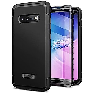 SURITCH for Samsung Galaxy S10 Plus Case, [Built-in Screen Protector] 360° Full Protection Military Grade Shockproof Rugged Bumper Thick Protective Phone Cover for Samsung S10 Plus 6.4 Inch - Black