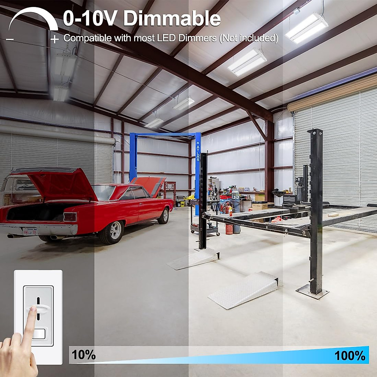 Xbuyee High Bay LED Shop Light 2-Pack 1.35FT 150W 21000LM 5000K Daylight 100-277V, Commercial LED Linear High Bay Lights for Warehouse Workshop Supermarket Stadium, ETL