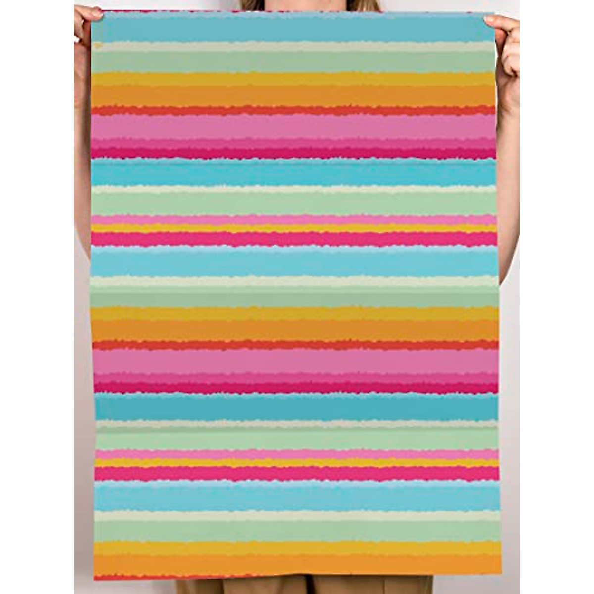 CENTRAL 23 Stripes Wrapping Paper For All Occasion - 6 Sheets Colorful Gift Wrap - Sunset Stripe - Pink Orange Yellow - For Birthday Bridal Wedding Christmas - Comes With Fun Stickers