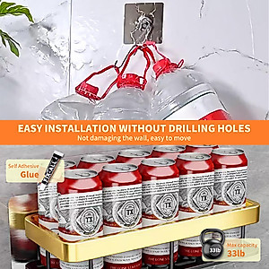 Self-Adhesive Shower Caddies Shelf Organizer Rack Wall Organization and Storage Bathroom Shelves Wall Mounted Organizer Shelves Rack Bathroom Decor Sets Spice Rack Shower Organizer, 2Pcs Black Gold