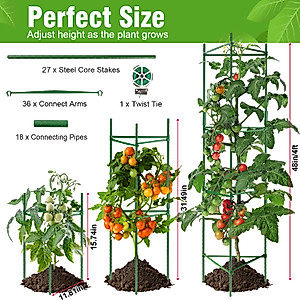 Doksving 3 Packs Tomato Cage 4ft Plant Support Garden Stake,Tomato Garden Cages for Plants, Vegetables, and Climbing Vines with Twist Tie