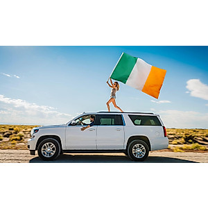 POZOY Deluxe 3x5 ft Irish Flag for Outside, Double Sided Ireland Flags Longest Lasting, Heavy Duty Nylon, Sewn Stripes, Brass Grommets Perfect for Outdoors!
