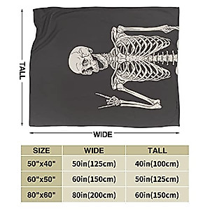 Skeleton Posing SiolatedThrow Blanket Cozy Soft Warm Lightweight Flannel Fleece Blankets for Bed Sofa Couch