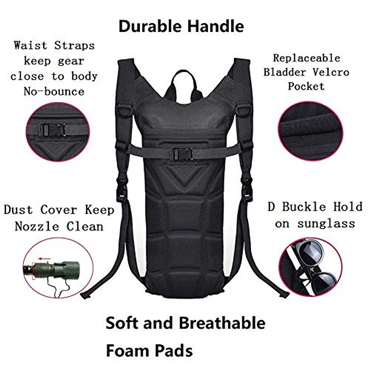 ATBP Military 3L Hydration Pack Reservoir Water Bladder Daypack Camel Backpack Hydration Pack with Water Bladder,Lightweight,BPA Free,for Running Cycling Hiking