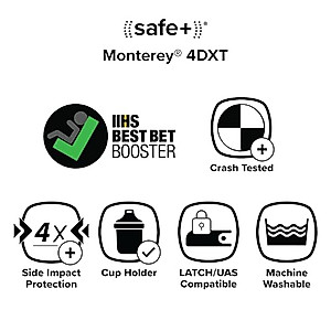 Diono Monterey 4DXT Latch, 2-in-1 High Back Booster Car Seat with Expandable Height, Width, Advanced Side Impact Protection, 8 Years 1 Booster, Yellow Sulphur