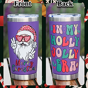 Paoren 12 Pcs 20 oz Christmas Tumblers Set, Christmas Tumbler Travel Coffee Cups Mugs Bulk Stainless Steel Vacuum Insulated Tumbler Gifts for Xmas Holiday Birthday New Year, Purple