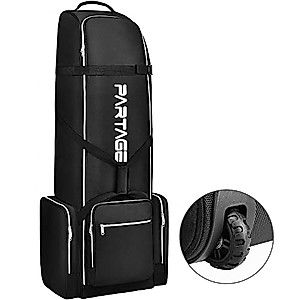 Partage Golf Travel Bag with Wheels,Golf Travel Case for Airlines, 600D Heavy Duty Oxford -Black