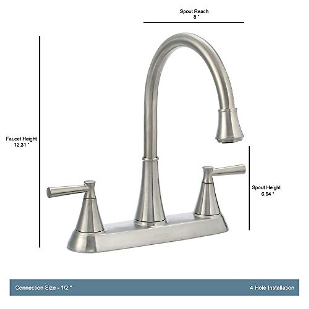 Pfister F-036-4CRS Cantara 2-Handle Side Sprayer Kitchen Faucet in Stainless Steel
