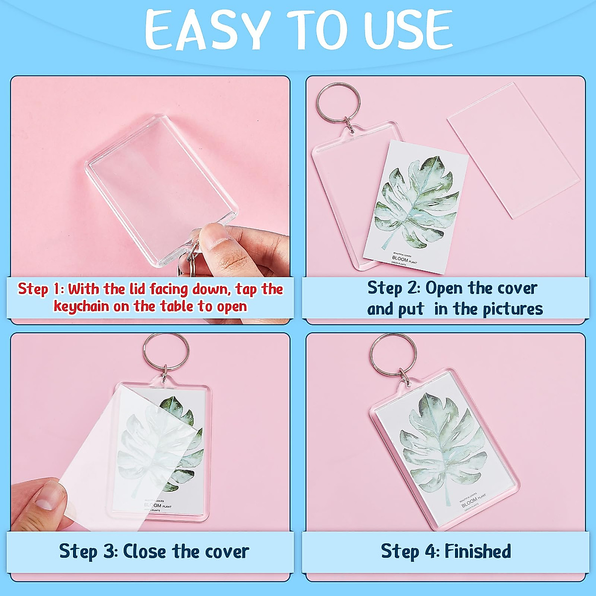 Inbagi Picture Frame Keychain Acrylic Photo Keychain Clear Rectangle Acrylic Keychain Blanks 2 x 3inch(12 Pieces)