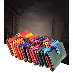 Hmroman Long Women Wallet, Soft Leather Designer Bifold Multi Card Organizer Lady Clutch RFID Blocking Fashion Colorful Wallet
