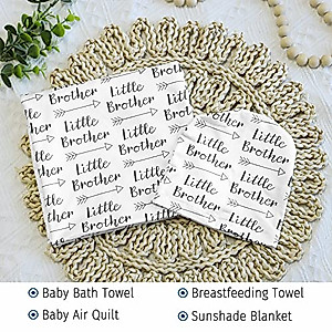 Newborn Swaddle Blanket with Beanie Set,Soft Stretchy Blanket for 0-3 Months Baby Boys and Girls (Brother)