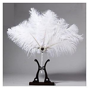 HRANG Chinese Fan Folding Hand Fan Bridal Feather Bouquet Decorative Fan Crystal Bridesmaid Wedding Bouquet Flapper Folding Fan Paper Fan Hand Folding Fans Vintage Style