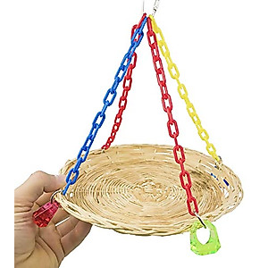 Bonka Bird Toys 1186 Flat Basket Swing Cages Parrot Natural Cockatiel Parakeet Quality Product Hand Made in The USA