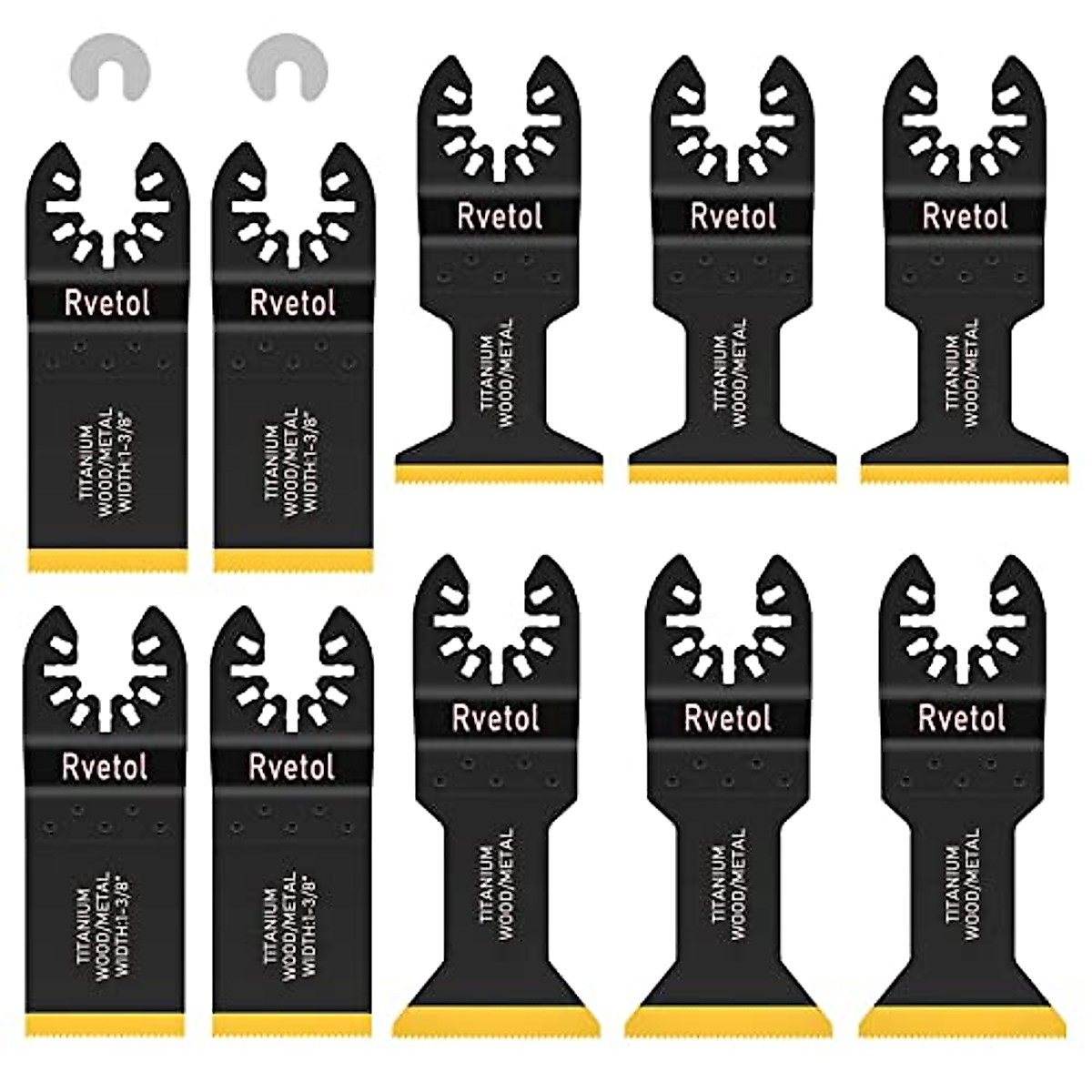 Oscillating Multitool Blades, 10Pcs Titanium Oscillating Tool Saw Blades Kit for Cutting Hard Material Metal Wood Nails Plastic, Compatible with Rockwell Dewalt Milwaukee Makita Ryobi