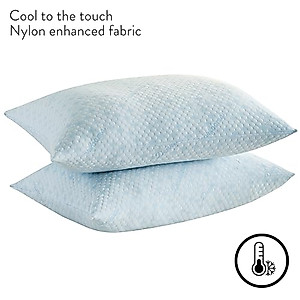 Dearfoams Cool Knit Nylon Infused Bed Pillows, Standard/Queen Size 20"x28", 2 Count