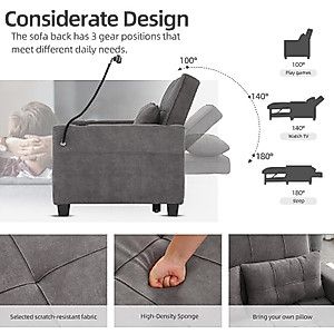 XSZD 3-in-1 Convertible Sleeper Loveseat Sofa Bed with Pullout Bed and Storage for Living Room, Bedroom, Balcony, RV - Futon Sofa Bed, Sleeper Sofa, Pull Out Couch, Small Couch