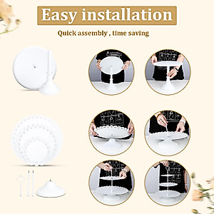 tchrules Cake Stands Set,Metal Dessert Table Display Stands, Tiered Cupcake Holder with Dessert Trays, Round Cake Stand Serving Plate for Party Wedding Birthday Celebration (White)
