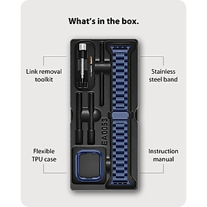 Fullmosa Compatible Apple Watch Bands 41mm 40mm 38mm 49mm 45mm 44mm 42mm, Stainless Steel iWatch Band with Case for Apple Watch Ultra2 Ultra Series 9 8 7 6 5 4 3 2 1 SE SE2, 38mm 40mm 41mm Blue