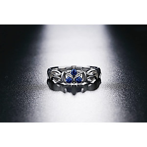 Purreen Zelda Zora's Sapphire Ring Rhodium Plated Sterling 925 Silver – 5