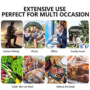 Taiping Lake Portable Oven Heated Lunch Box Personal Mini Oven Food Warmer Lunch Box for Car Office Home Kitchen Travel Outdoor Camping Picnic Family Gathering, 1 Heated Bag,Battery Not Include, Gray